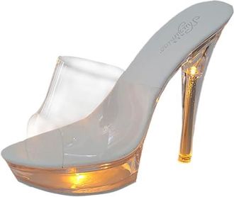 Generic Femme Ultra haut Transparent Sexy à Talons hauts lumière colorée électrifiée Chaussures lumineuses à Talons hauts pour femmes (Yellow, 37)