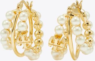 Tory Burch Damen Moondance Perlenohrringe mit mehreren Creolen