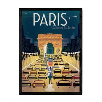 Nacnic Vintage Poster Verkehr in Paris. Bl&auml;tter f&uuml;r Interieur mit klassischen und antiken Werbebildern zu dekorieren. Gem&auml;lde Retro-Dekor. A3