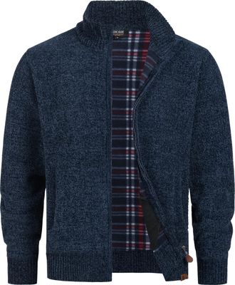 Indicode Herren INFilion Strickjacke mit Stehkragen und Rei&szlig;verschluss | Cardigan f&uuml;r M&auml;nner Sky Captain, L