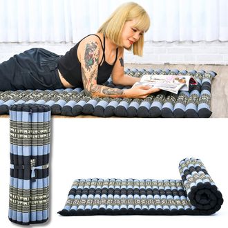 Leewadee Kapok Rollmatte - Handgefertigte Schlaf- & Relax Faltmatte aus Thailand, vielseitig als G&auml;stebett, Campingmatte, Yogamatte oder Futon nutzbar, 190 x 1