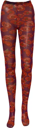 Dolce & Gabbana Womens Purple Nylon Floral Print Tights Stockings Socks Clothing