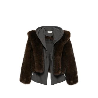 System Faux-fur Hooded Jacket