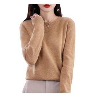 Generic Nouveaux pulls en cachemire pour femmes, manches longues, col montant, pull en laine pour lautomne et lhiver, pull en tricot doux et l&eacute;ger, Couleur ch