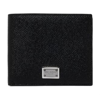 Dolce & Gabbana Homme, Accessoires, Noir, Taille: ONE Size Portefeuille Bi-Fold en Cuir de Veau