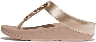 FitFlop Sandales Halo Bead-Circle Metallic Toe Post pour femme, Beige latte m&eacute;tallis&eacute;, 43 EU