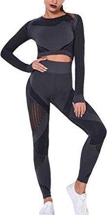 ORANDESIGNE Ensemble de Sport Femme 2 Pièces Survêtements Été Tank Top Push Up et Slim Fit Pantalon Tenue de Sport Stretch Élastique Fitness Jogging Yoga Course H