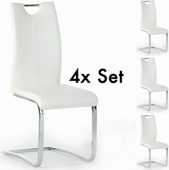 IDIMEX Lot de 4 chaises SABA, en synth&eacute;tique blanc