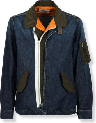 sacai Homme, Vestes, Bleu, Taille: XL Blouson en denim x serg&eacute; de nylon
