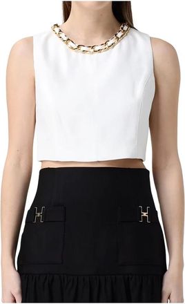 Elisabetta Franchi Femme, Tops, Beige, Taille: 38 FR D&eacute;bardeur