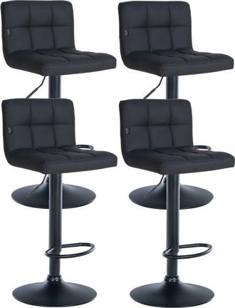 Clp Lot de 4 tabourets de bar Feni similicuir Noir Métal noir mat