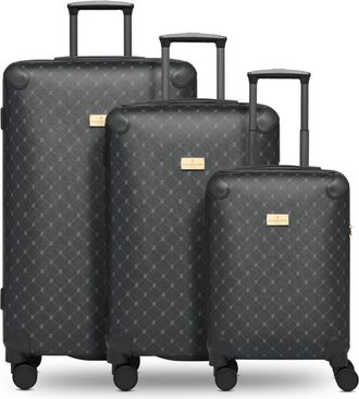 Lazarotti Koffer-Set 3-teilig | 3er Trolley Set S 55 cm + M 66 cm + L 79 cm | leichtes hybrides Material mit Logo Druck & Eckenschutz | 4 Doppelrollen & TSA-Sch
