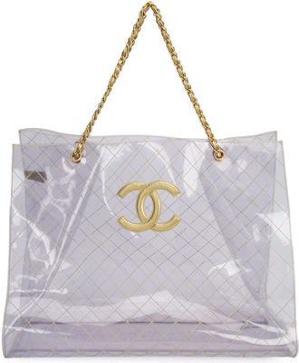 Chanel Shopper mit CC-Logo - Weiß