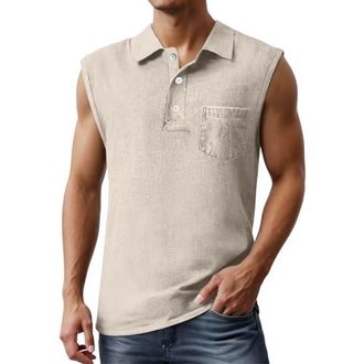 Generic T-shirt pour homme D&eacute;bardeur pour homme Grandes et grandes chemises sans manches Muscle Fitness Entra&icirc;nement Course Plage &Eacute;t&eacute; Boutonn&eacute; T-shirt Gilet, 