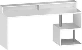 Dmora Schreibtisch Serafino, linearer Schreibtisch mit Ablagef&auml;chern, Mehrzweck-B&uuml;roschreibtisch mit Platte, 180x60h93 cm, Wei&szlig;