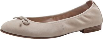 Tamaris Damen Ballerina Leder flach, beige, 39 EU