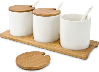 ROMINOX Geschenkartikel Dip-Set // TRE Malva - 10-teiliges Set, 3 Schalen, 3 Löffel und 3 Deckel, auf Servierbrettchen, für Dips, Saucen oder Marmeladen; Maße