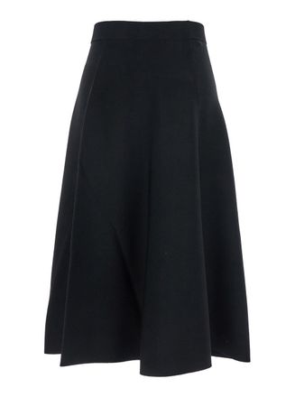 Max Mara Womens Black Midi Skirt With Elastic High Waist Viscose