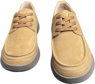 Generic Chaussures r&eacute;tro d&eacute;contract&eacute;es en cuir v&eacute;ritable souple &agrave; enfiler pour homme, jaune/marron, 39 2/3 EU