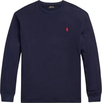Ralph Lauren Homme, Pulls, Bleu, Taille: XL T-shirt &agrave; manches longues Coupe Classique