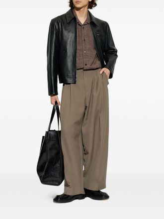 STUDIO NICHOLSON Mens Trousers Lines Green Polyester