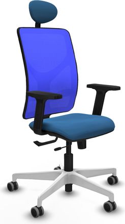 Piqueras y Crespo B&uuml;rostuhl mit 2D-Armlehnen, h&ouml;henverstellbare Lendenwirbelst&uuml;tze und festes Kopfteil, ausgestattet mit Syncro/Traslack und Schneideschaum, Blau/Hellbl