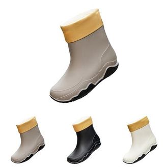 Generic Wellington Bottes de pluie dhiver chaudes pour femme avec doublure en peluche, amovibles et lavables, imperm&eacute;ables, antid&eacute;rapantes, pour le travail, l