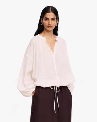 Arket Crepe-Bluse Mit Kordelzug -Rosa