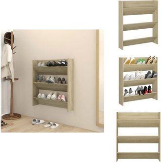 vidaXL Armoire à chaussures murale chêne Sonoma bois dingénierie - Armoire à Chaussures Murale - Rangement Chaussures - Meuble Entrée - Organiseur