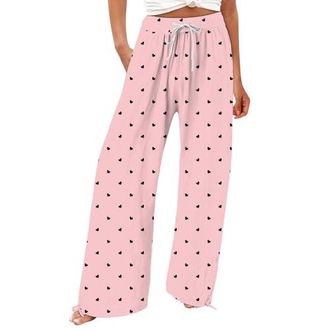 Generic Pantalon Ete Femme Lin &Eacute;t&eacute; Large Elegant Pantalon Ample D&eacute;contract&eacute; en Coton pour Femme De Travail Confortable avec Poches Taille Haute Pantacourts La