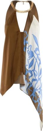 Nenette Femme, Tops, Multicolore, Taille: 44 FR Haut asym&eacute;trique &agrave; effet foulard avec cha&icirc;ne dor&eacute;e