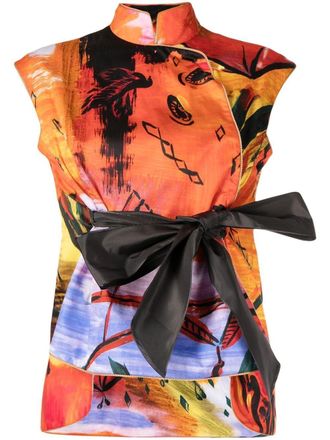 Shiatzy Chen haut Circus Collection &agrave; col officier - Multicolore