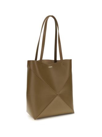 Loewe Puzzle Fold Calfskin Leather Tote Bag - Bronze