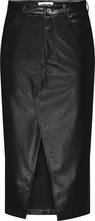 Only Damen ONLLOLA-ELYNA HW Metal Long Skirt PNT Rock, Black, X-Small
