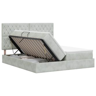vidaXL Letto Con Contenitore Grigio Chiaro 180 X 200 Cm Velluto Vidaxl