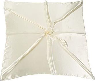 World of Shawls Foulard carr&eacute; en satin de soie uni 90 x 90 cm, cr&egrave;me, Taille Unique