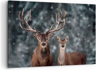 Arttor Bilder auf Leinwand 100x70cm Leinwandbild mit Rahmen Hirsch Rentier Reh Groß Wanddeko Bild Schlafzimmer Küche Deko Wandbilder Dekoration Wohnzimmer Wa