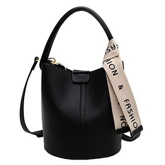 Generic Sacs &agrave; bandouli&egrave;re pour femme Hobo et sacs &agrave; main tendance en cuir v&eacute;g&eacute;talien avec poign&eacute;e sur le dessus, Noir, large