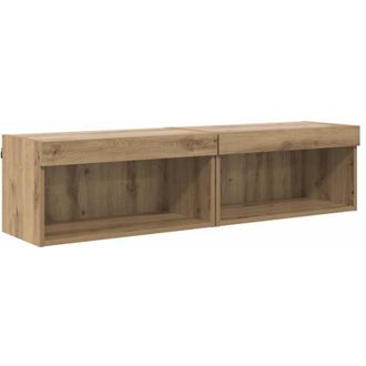 vidaXL vidaXL Ensemble meuble TV avec LED Ch&ecirc;ne artisanal Bois ding&eacute;nierie