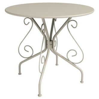 Vente-Unique Table de jardin D.80 cm en m&eacute;tal fa&ccedil;on fer forg&eacute; - Beige - GUERMANTES de MYLIA