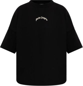 Palm Angels Femme, Tops, Noir, Taille: 42 FR Logo Print T-Shirt