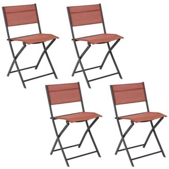 Altobuy Altobuy - sanae - Lot de 4 Chaises de Jardin Pliantes terracotta