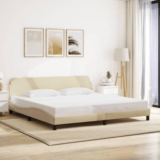 vidaXL Cadre de lit sans matelas crème 200x200 cm tissu Vidaxl
