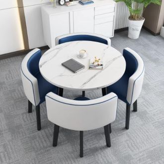 Generic Runder Esstisch (35,4 Zoll) f&uuml;r 4 Personen, moderner Mehrzweck-Konferenztisch mit 4 K&uuml;chenst&uuml;hlen, ideal f&uuml;r Empfang, Verhandlungen und Esszimmer, sti