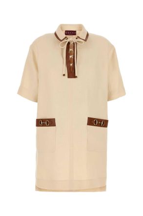 Gucci Sand Leinen Mini-Kleid