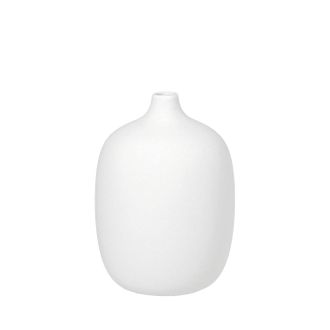 Blomus Vase - CEOLA - in Wei&szlig; | H&ouml;he 19 cm | Blumenvase Matt, rau glasierte Keramik | Schmale Halsform f&uuml;r aufrechte Pflanzenposition