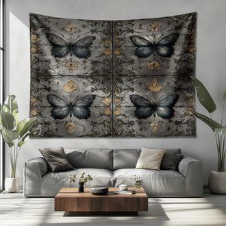 Generic Wandteppich Dekoration 230x180cm Tiere Schmetterlinge Geometrie Weicher Mikrofaser UV-Schutz Grau Wandteppich f&uuml;r Wohnzimmer Schlafzimmer Esszimmer St