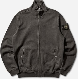 Stone Island Men s Malfil&eacute; Cotton Fleece OLD Effect Zip-Up Track Jacket Charcoal Grey