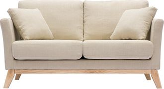 Miliboo Sofa skandinavisch 2 Plätze Beige helle Holzbeine Oslo