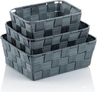 KELA Kela Korb-Set 3-teilig, Alvaro, Unterschiedliche Gr&ouml;&szlig;en, PP-Faserband, 323027, Grau